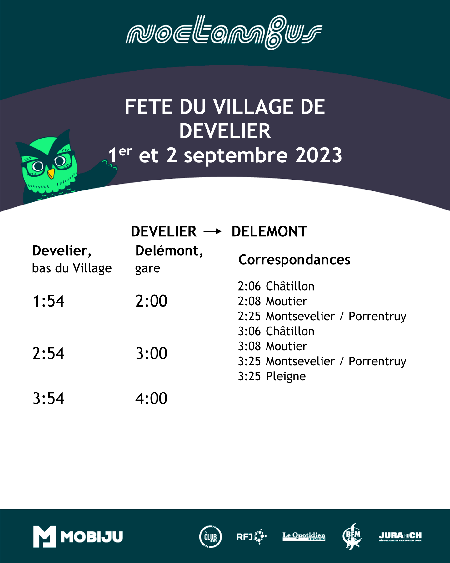 Utilisez les Noctambus pour rentrer de Develier : Noctambus Jura - En ...
